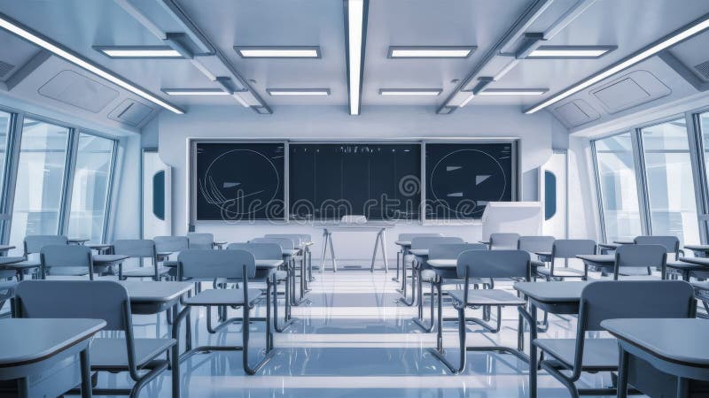 3D Rendering of an Empty School Classroom a Modern Education Concept ...