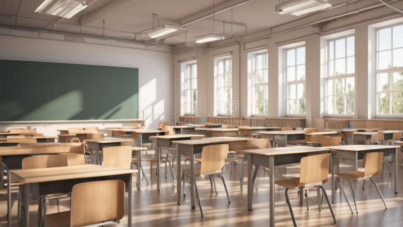 3D Rendering of an Empty School Classroom a Modern Education Concept ...