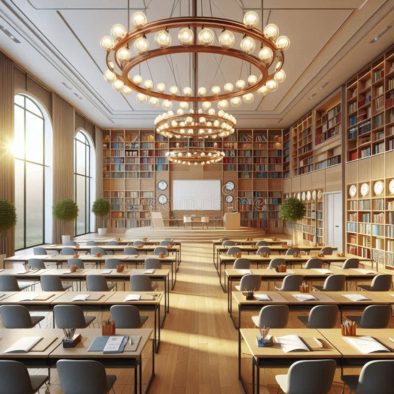 3D Rendering of an Empty School Classroom a Modern Education Concept ...