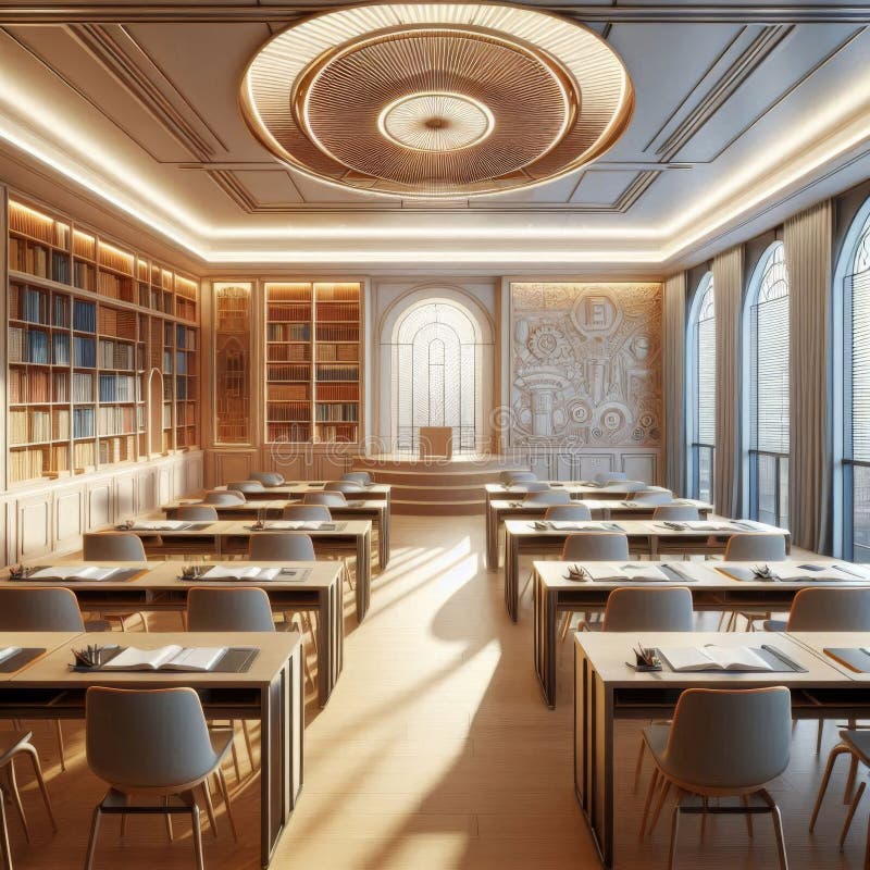 3D Rendering of an Empty School Classroom a Modern Education Concept ...