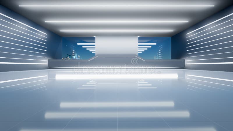 3d Rendering of Futuristic Showroom for Background. Stock Illustration ...