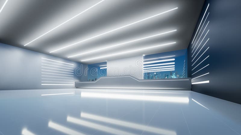 3d Rendering of Futuristic Showroom for Background. Stock Illustration ...