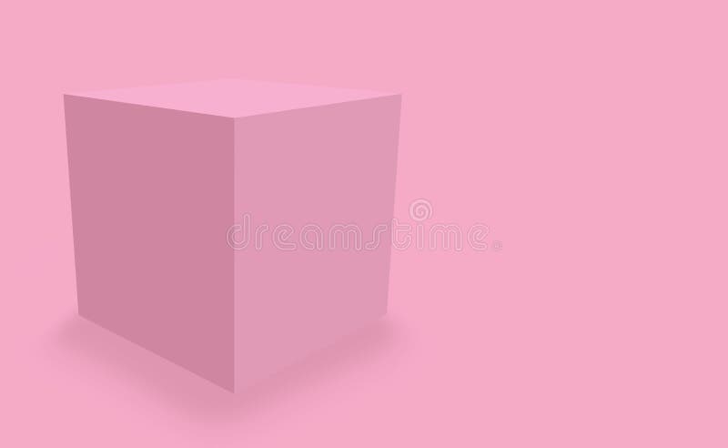 3d Rendering. Empty Sweet Pink Cube Box Background Stock Illustration ...