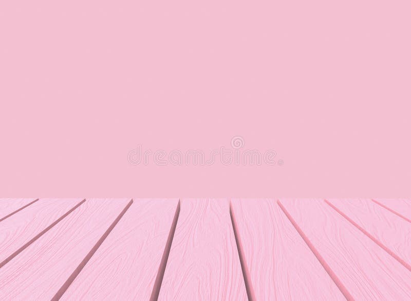 3d Rendering. Empty Sweet Soft Pastel Pink Color Wood Panel Table in ...