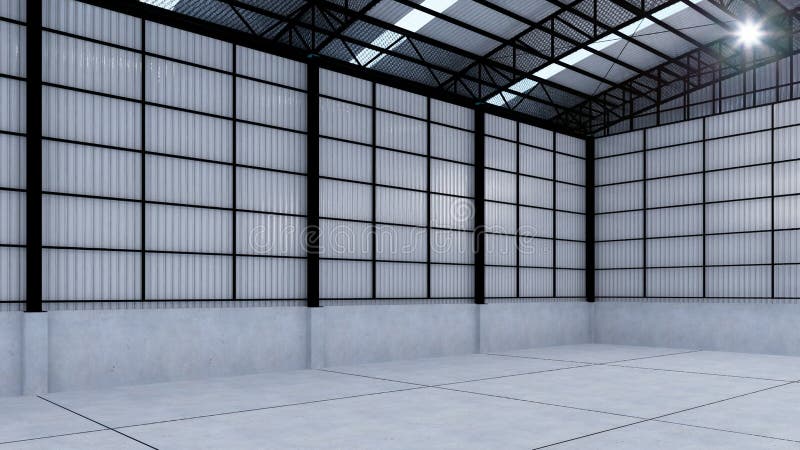 Empty Warehouse Space.360 Degrees View Stock Video - Video of metal ...