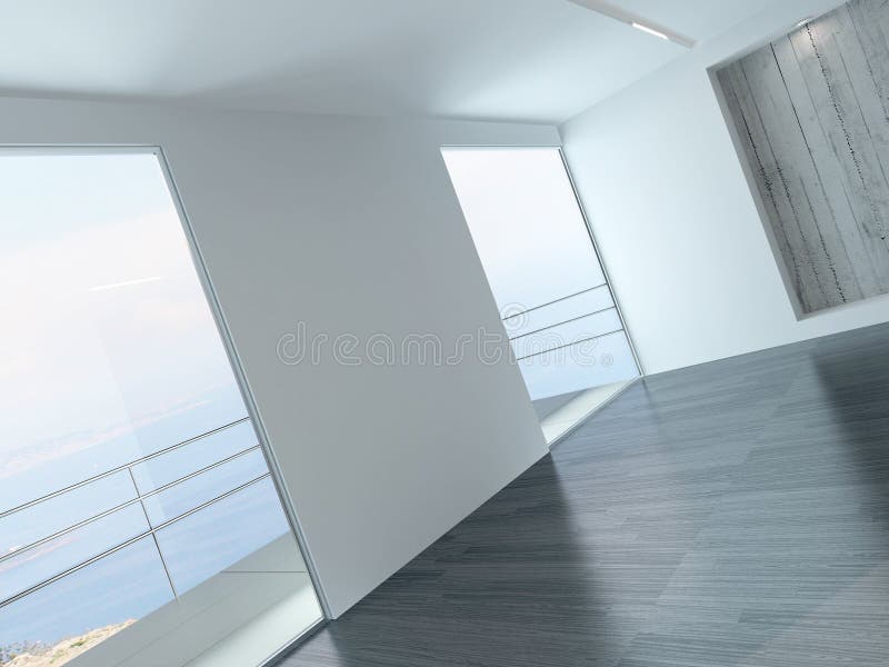 A 3D Rendering of Empty White Living Room Stock Illustration ...
