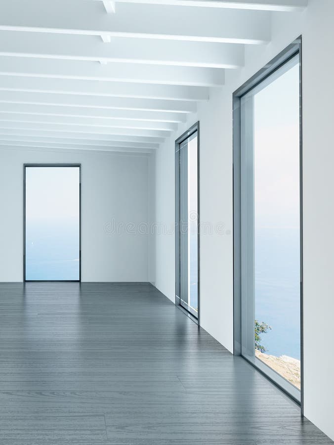 A 3D Rendering of Empty White Living Room Stock Illustration ...