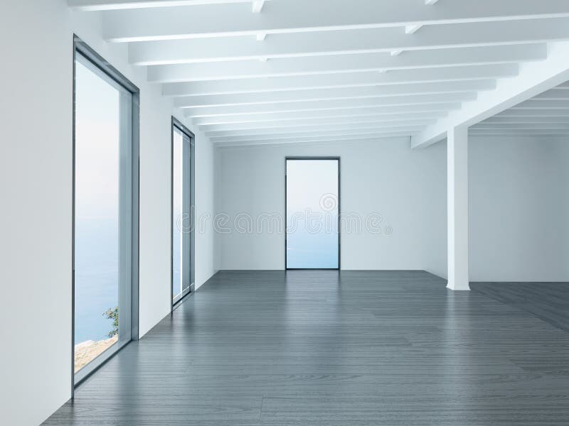 A 3D Rendering of Empty White Living Room Stock Illustration ...