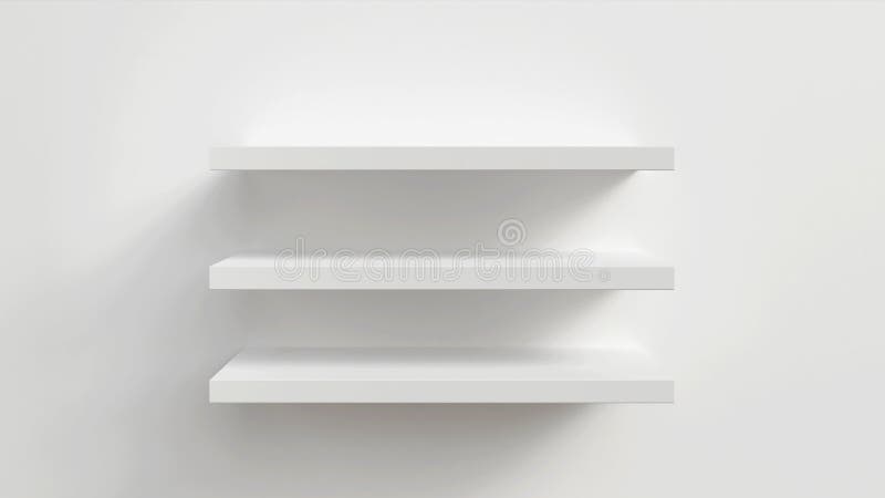 3D Rendering. Empty White Shop Shelf, Retail Shelf on Grey Background ...