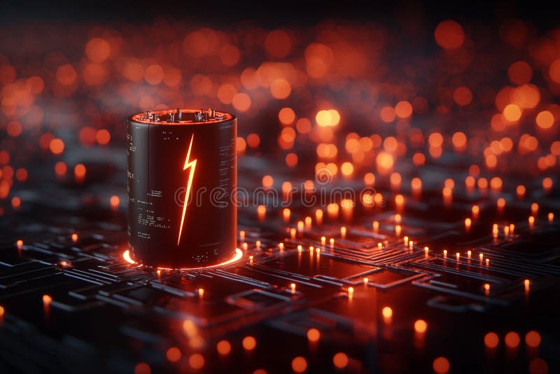 3D Rendering of Energy Battery with Glowing Lightning Effects ...