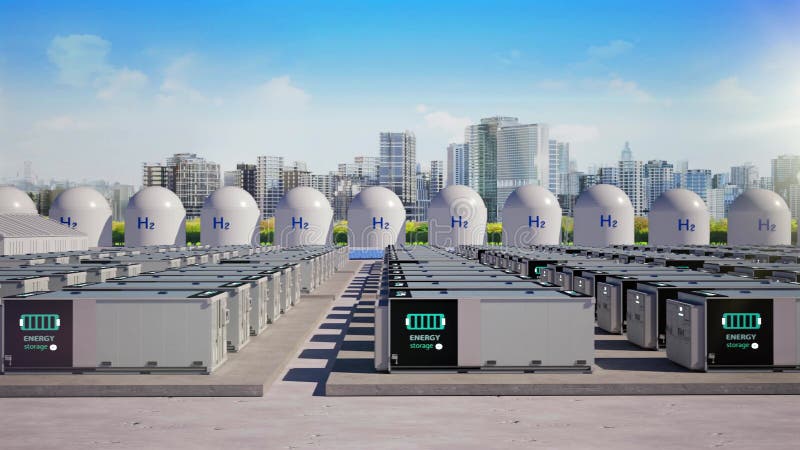 3d Rendering Energy Storage System or Battery Container Unit with Solar ...