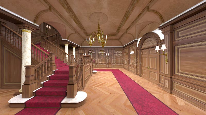 3D Rendering of the Entrance Hall Stock Illustration - Illustration of ...