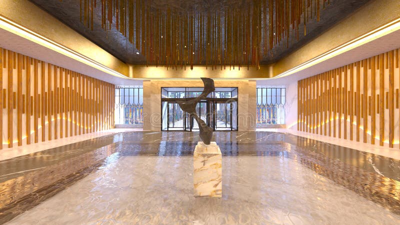 3D Rendering of the Entrance Lobby Stock Illustration - Illustration of ...