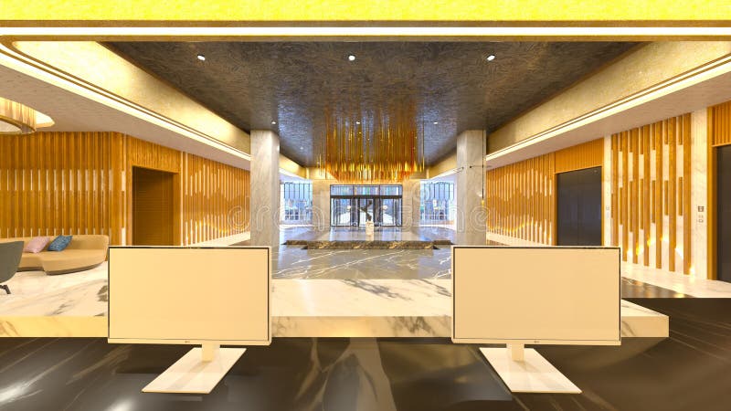 3D Rendering of the Entrance Lobby Stock Illustration - Illustration of ...