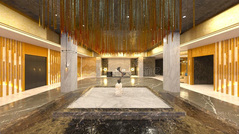 3D Rendering of the Entrance Lobby Stock Illustration - Illustration of ...