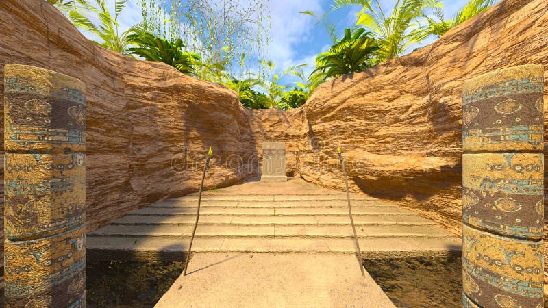 3D Rendering of Entrance To the Underground Temple Stock Illustration ...