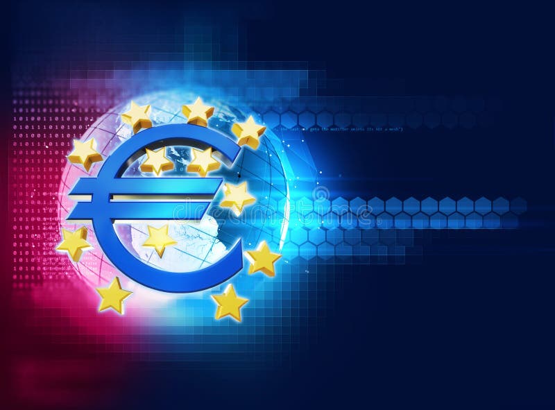 3d Rendering of Euro Signs Gathering in a Heap Stock Illustration ...