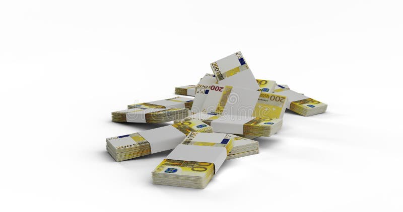 3D Rendering of 200 Euro Packs Isolated on an Empty White Background ... 3D Rendering of 200 Euro Packs Isolated on an Empty White Background ...
