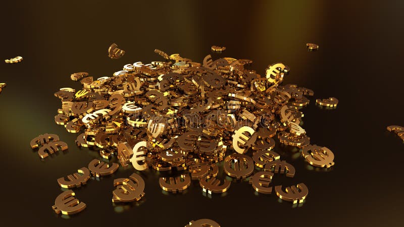3d Rendering of Euro Signs Gathering in a Heap Stock Illustration ...