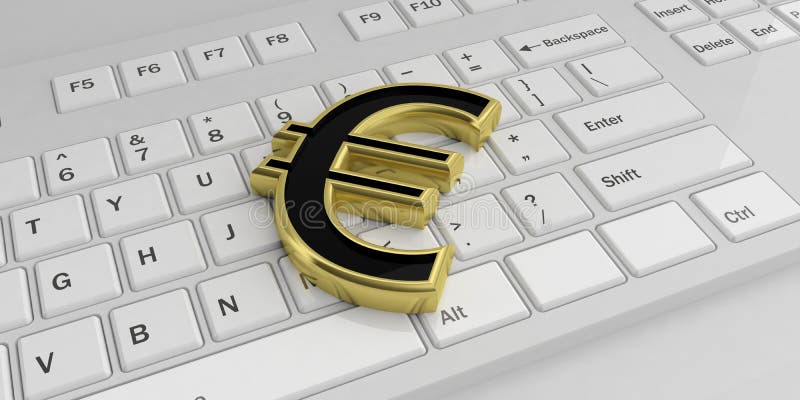 3d Rendering Euro Symbol on a White Keyboard Stock Illustration ...