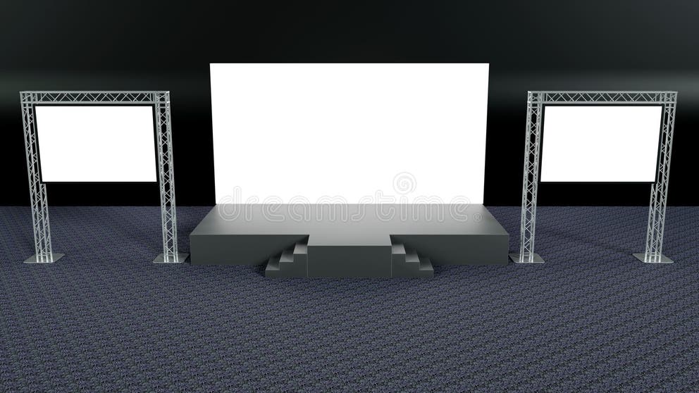 3d Rendering of Event Stage with Blank Backdrop and 2 Screens, Stage ...
