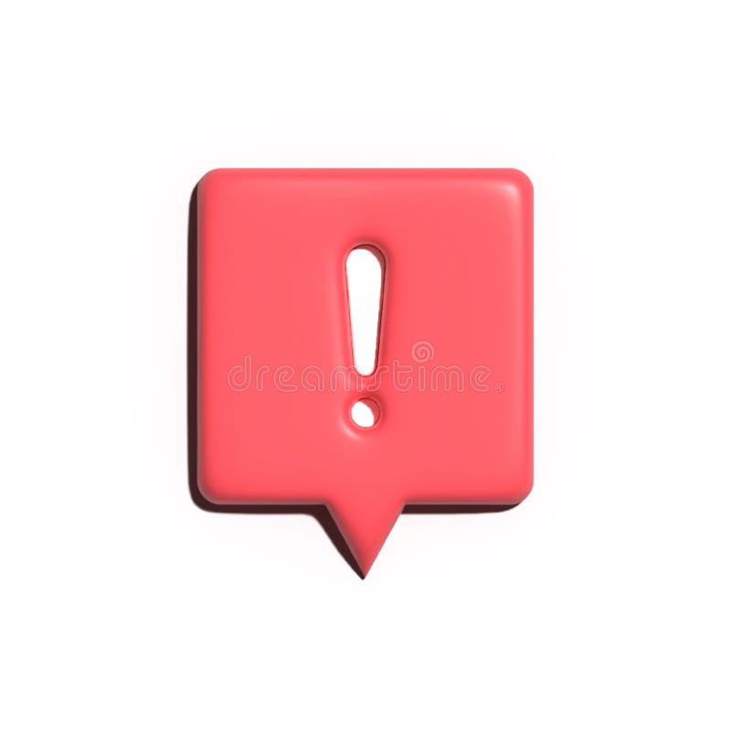 3d Rendering Exclamation Mark in Square Speech Balloon Stock ...