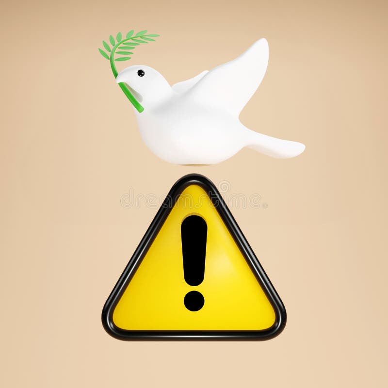 3D Rendering of an Exclamation Mark Under Peace Sign, Violation of ...