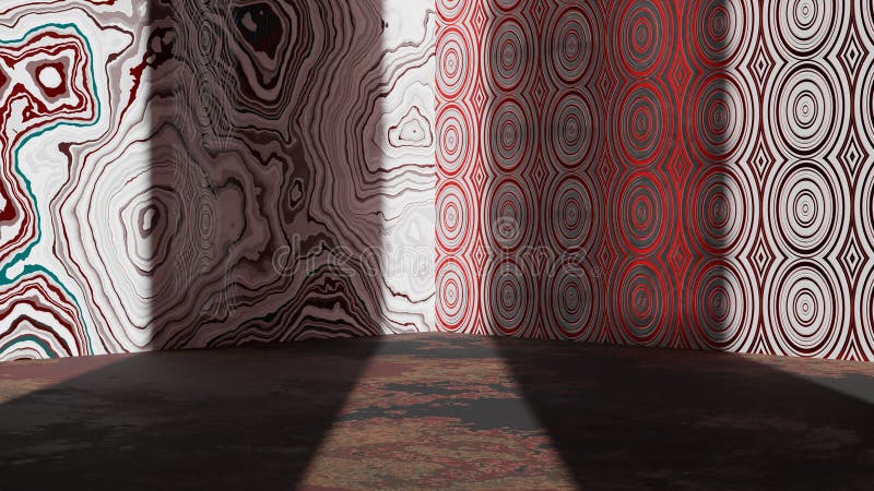 3D Rendering. Exhibition Room with Artistic Textures on the Walls ...
