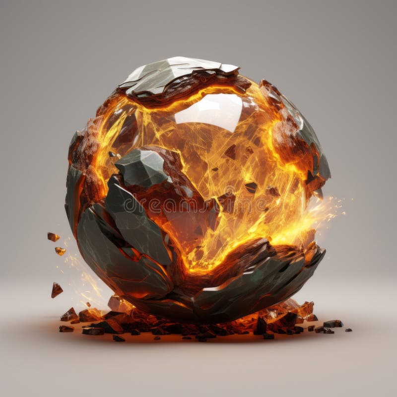A 3d Rendering of an Exploding Ball of Fire Stock Illustration ...