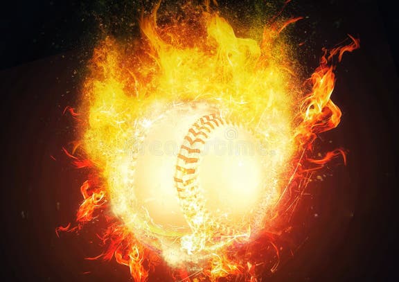 3d Rendering Exploding and Flaming Baseball Ball Stock Illustration ...