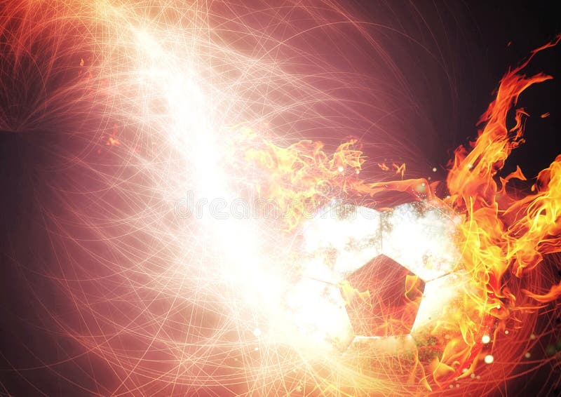 3d Rendering Exploding and Burning Flame Soccer Ball Stock Illustration ...