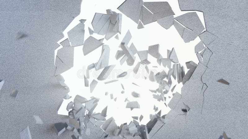 3d Rendering, Explosion, Broken Concrete Wall, Cracked Earth, Bullet ...