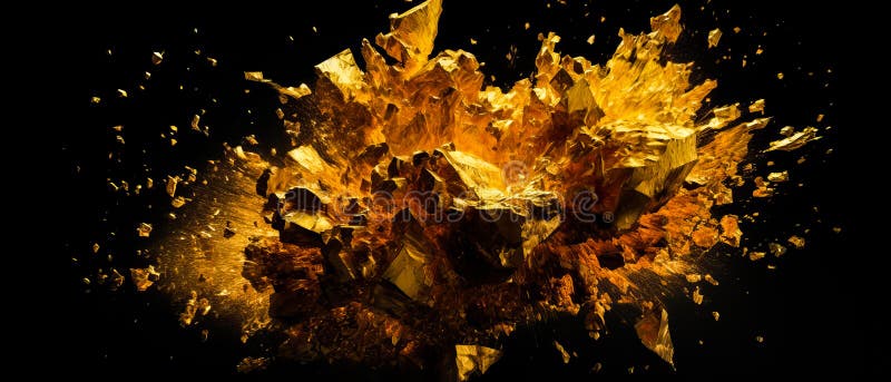 3d Rendering of Explosion of Gold Particles. Explosion of Golden Cubes ...