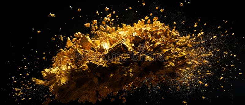 3d Rendering of Explosion of Gold Particles. Explosion of Golden Cubes ...