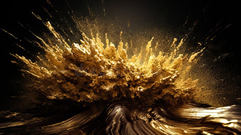 3d Rendering of Explosion of Gold Particles. Explosion of Golden Cubes ...