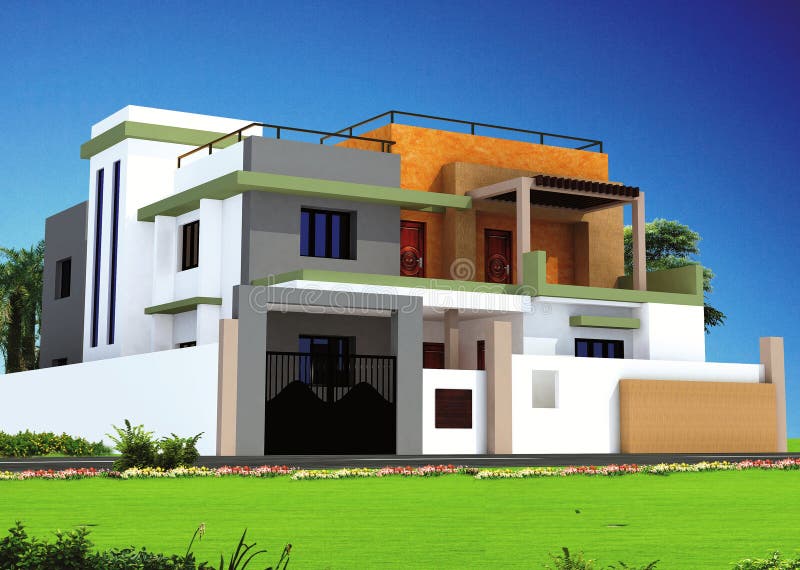 3D Rendering of the Exterior of a Modern Private House Stock ...