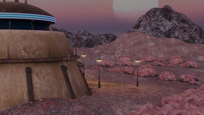 3D-illustration of an Outpost Somewhere in the Galaxy Stock ...