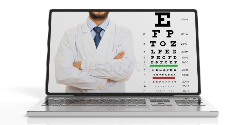 Eye Vision Test on a Doctor`s Computer Screen Stock Photo - Image of ...