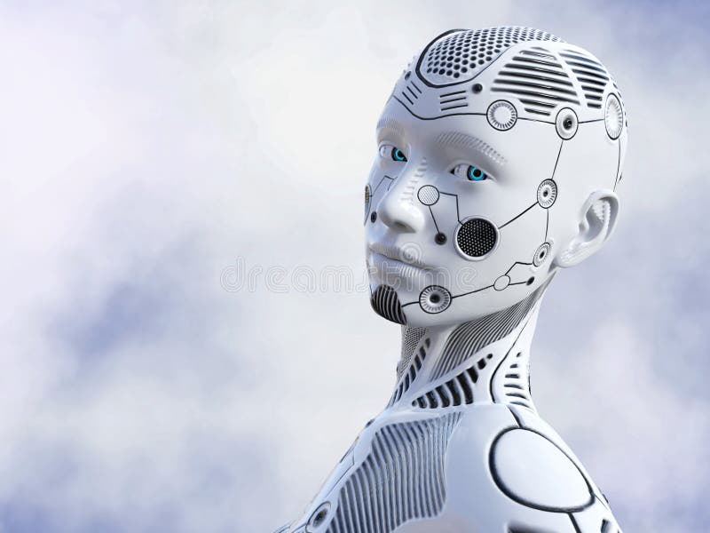 3D Rendering of Female Robot Face. Stock Illustration - Illustration of ...