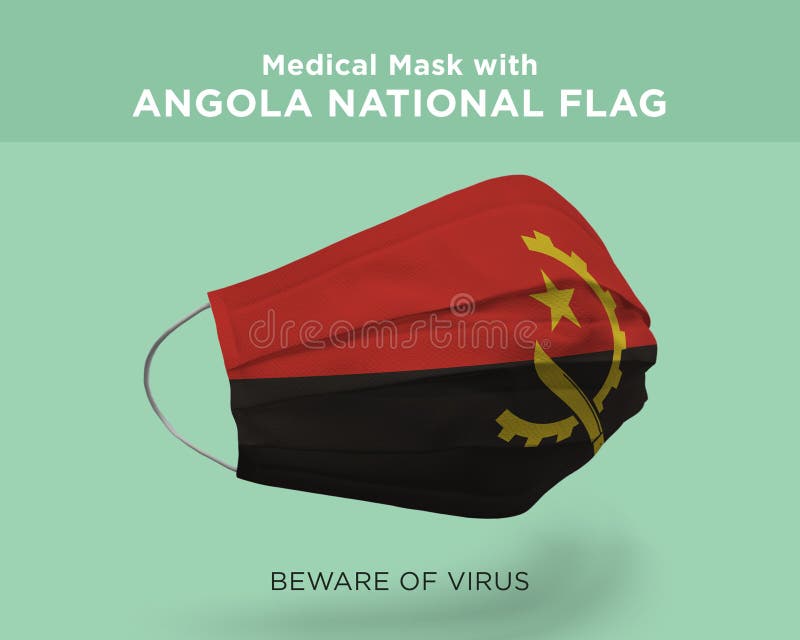 3D Rendering of a Face Mask with Angola National Flag on Green ...
