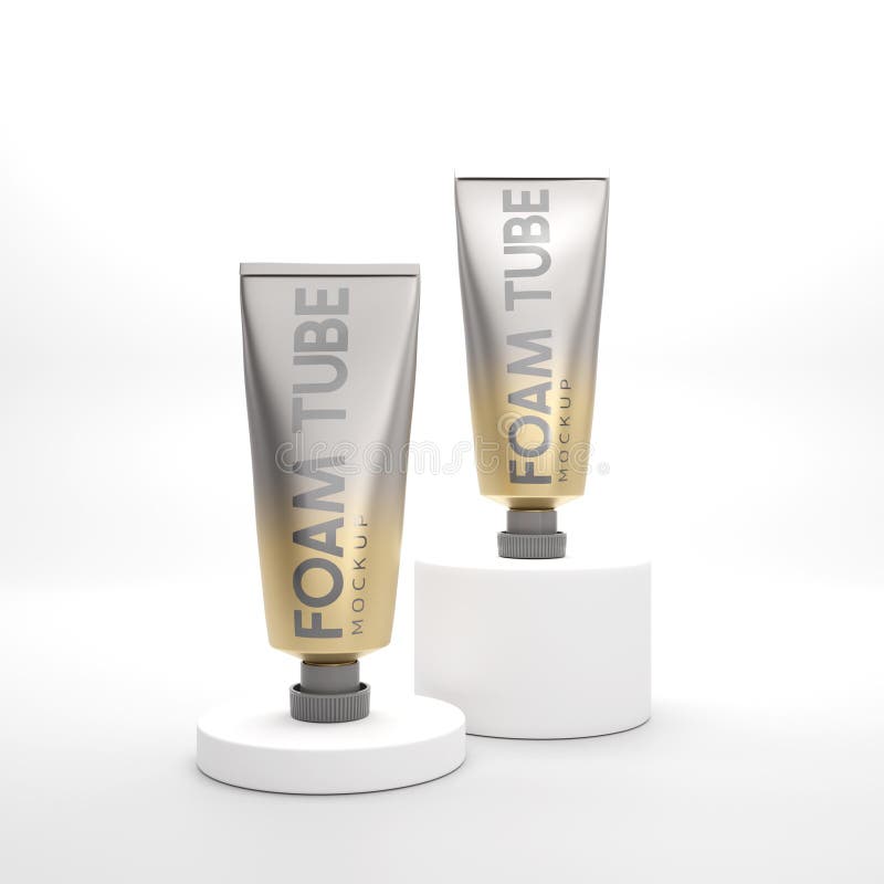 3D Rendering Facial Foam Tube Mockup Stock Illustration - Illustration ...