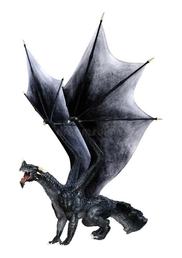 Roaring Watercolor Dragon with Closed Wings in Red Colors. Stock ...