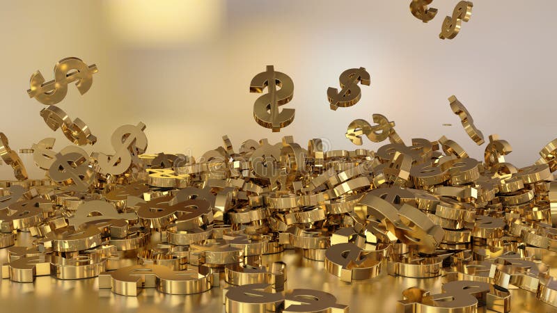 3d Rendering of Falling Signs of Dollars. Stock Illustration ...