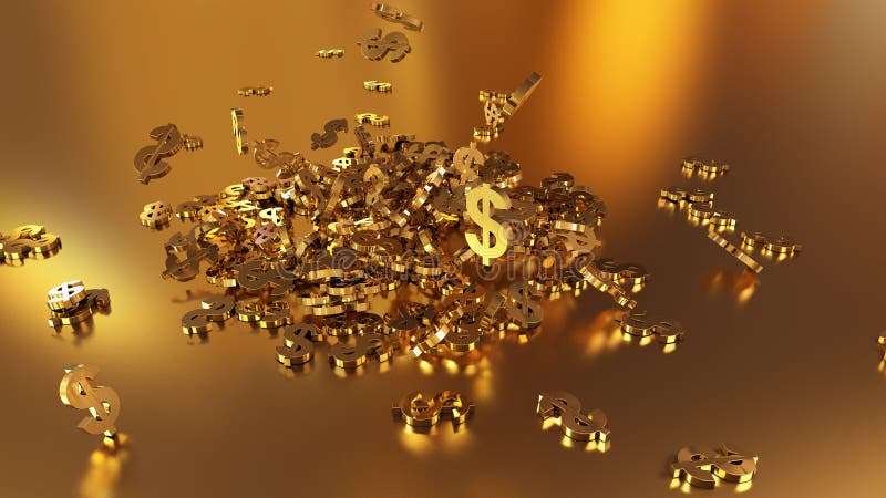 3d Rendering of Falling Signs of Dollars. Stock Illustration ...