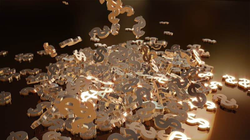 3d Rendering of Falling Signs of Dollars. Stock Illustration ...