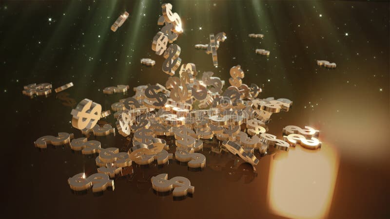 3d Rendering of Falling Signs of Dollars. Stock Illustration ...