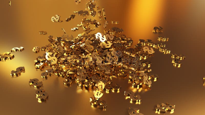3d Rendering of Falling Signs of Dollars. Stock Illustration ...