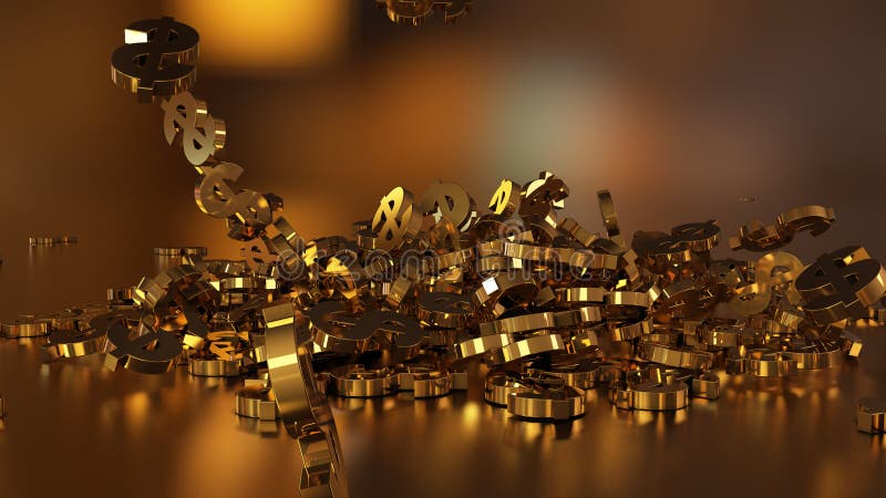 3d Rendering of Falling Signs of Dollars. Stock Illustration ...