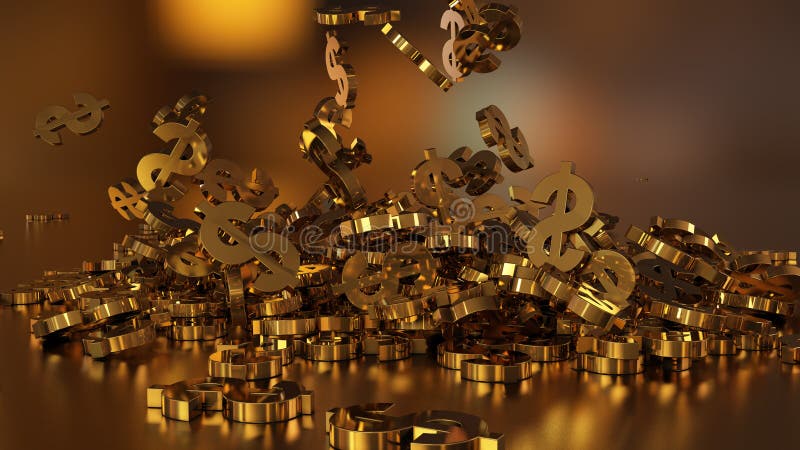 3d Rendering of Falling Signs of Dollars. Stock Illustration ...