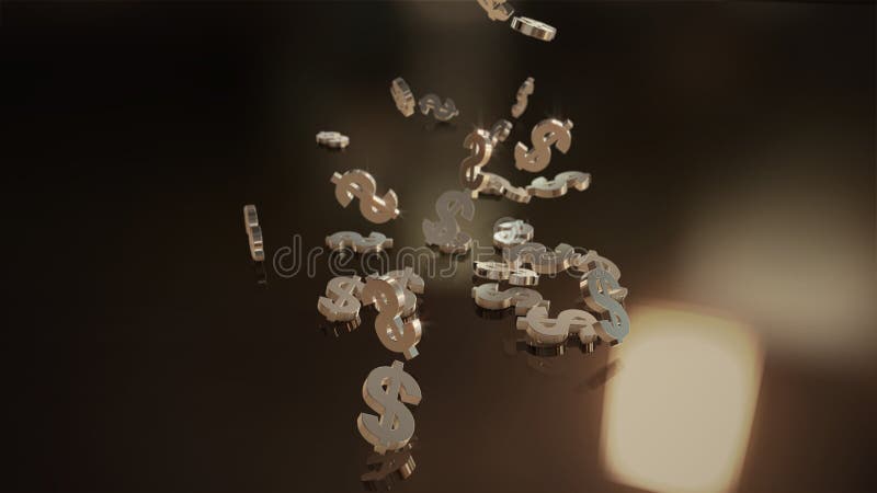 3d Rendering of Falling Signs of Dollars. Stock Illustration ...